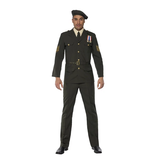 ADULT MENS WARTIME Army Officer Fancy Dress Costume Dunkirk Military ...
