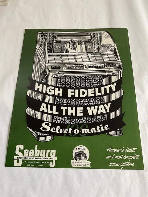 SEEBURG HIGH FIDELITY Select O Matic Flyer Advertising Single Sided £5. ...