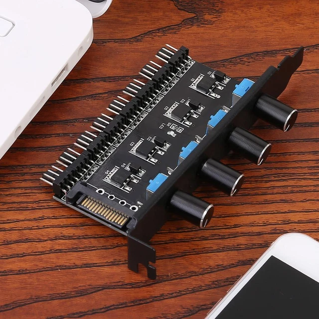 8 CHANNELS PC Case Cooling Fan HUB 4 Knob Radiator Speed Controller ...