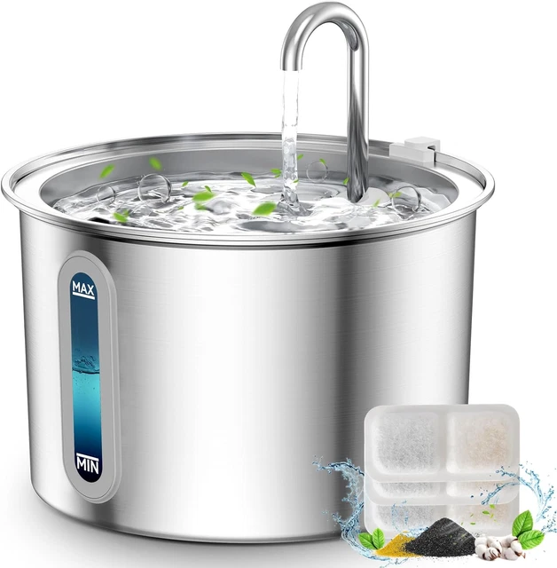 STAINLESS STEEL CAT Water Fountain, 2L Capacity, Corded Automatic Pet ...