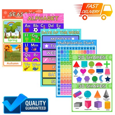 CHILDREN EDUCATIONAL WALL Posters Nursery Chart Preschool A4 Kid ...