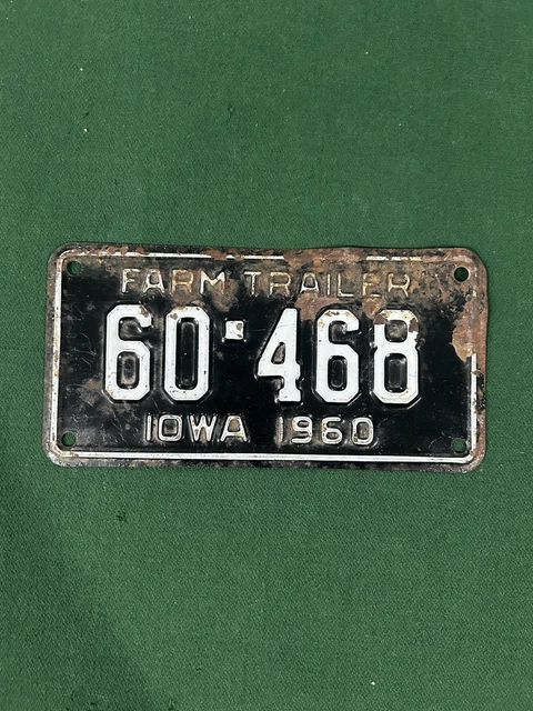 VINTAGE 1960 IOWA Farm Trailer License Plate Expired 4 Inches By 7 ...
