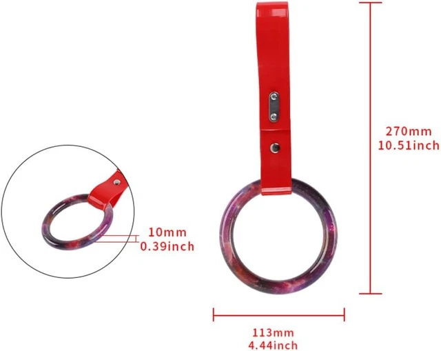 CAR ACCESSORY JDM Round TSURIKAWA Galaxy Ring Handle Strap PVC Red X2 ...