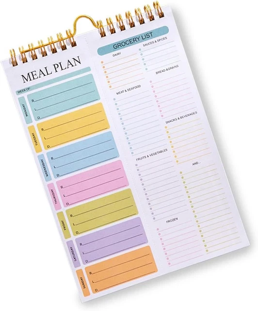 52 SHEETS MAGNETIC Meal Planner Notepad, Pastel Undated 8.5x11in Spring ...