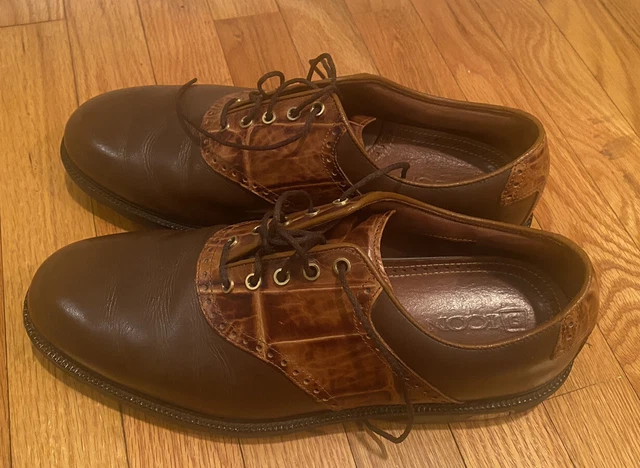 FOOTJOY FJ BROWN Leather ICON Croc Golf Shoes Cleats 52047 Men’s US ...