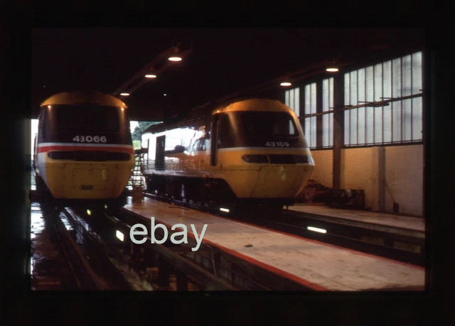 ORIGINAL 35MM SLIDE- HST power cars 43066 & 43109 at Derby works - 10. ...