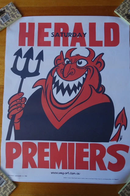 WEG RE-PRINT SATURDAY Herald Melbourne Vfl Premiers Poster - 1956 ...