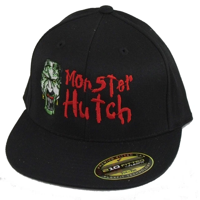 NUOVO CON ETICHETTE Monster Hutch Negozio 210 flexfit Hat Nero Limitata ...