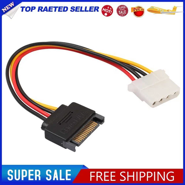 15-PIN MALE TO Molex 4-Pin Female Power Adapter Cable for PCe Riser 0 ...