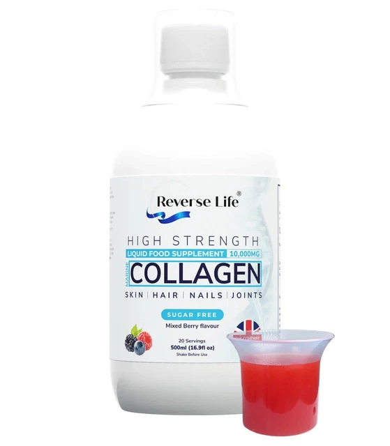 REVERSE LIFE MARINE Collagen Liquid Supplement Drink High-Strength 10 ...