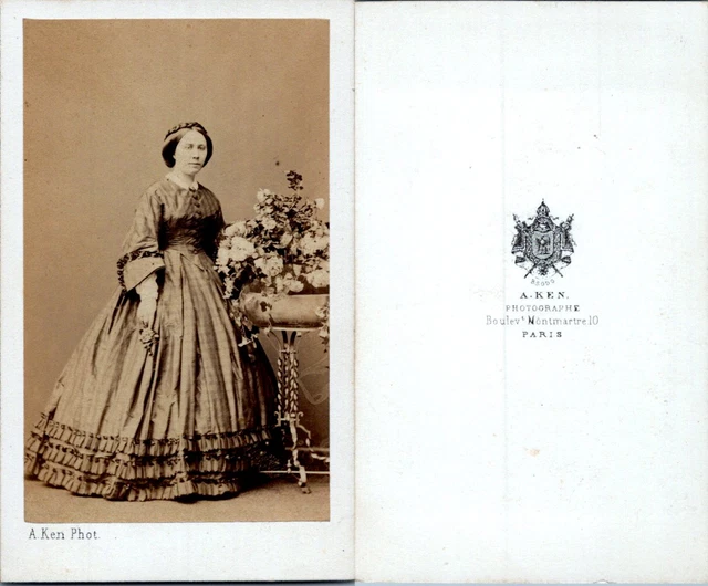 KEN, PARIS, JEUNE femme en pose, circa 1860 CDV vintage albumen ...