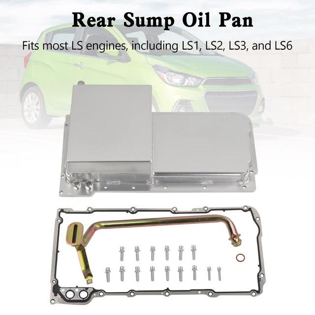 LSX FABRICATED ALUMINUM 7-Quart Rear Sump Oil Pan Black LS1 LS2 LS3 LS6 ...