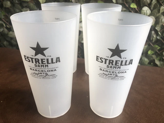 4 X ESTRELLA reusable hard plastic frosted Pint glasses,New £6.99 ...