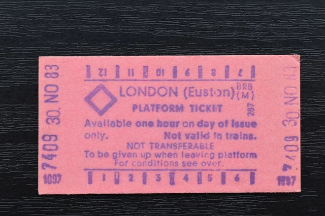 BRITISH RAILWAYS LONDON (Euston) Platform Ticket No 7409 £1.70 ...
