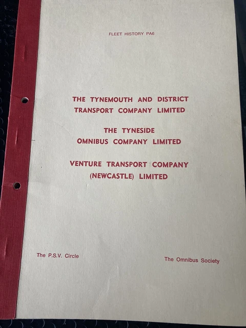 PSV CIRCLE PA6 Tynemouth & District/Tyneside Omnibus/Venture £4.99 ...