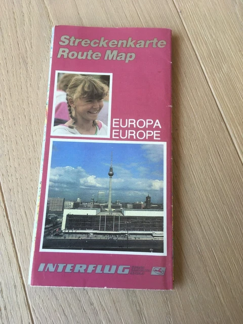 DDR FLYER ANTIK Interflug Streckenkarte Route Map 1986 VEB Hermann ...