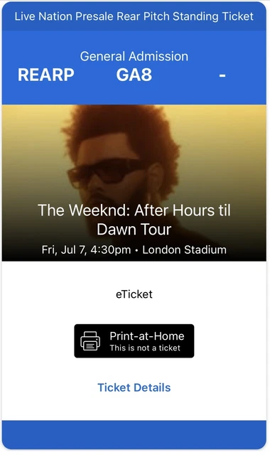 THE WEEKND CONCERT tickets 2023. Friday Rear Standing £100.00 - PicClick UK