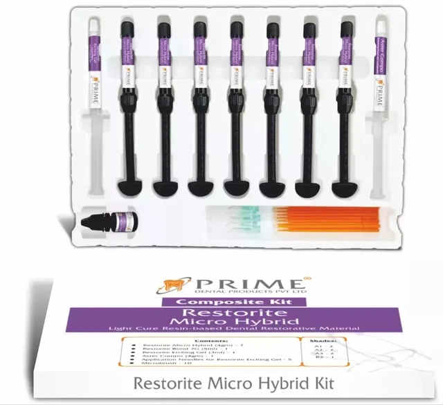 PRIME DENTAL MICRO Hybrid Light Cure resin Composite Materials Kit ...