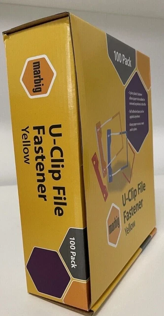 BOX 100PCS MARBIG 7088005 U-Clip Plastic File Fastener, 3pcs sets 100PC ...