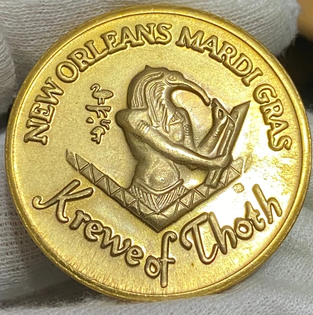 KREWE OF THOTH 1982 ~ Plaqué Or Bronze Mardi Gras Doubloon MUSIQUE THE ...