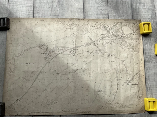 ANTIQUE OLD ORDNANCE Map king’s Mill Reservoir Mansfield ...