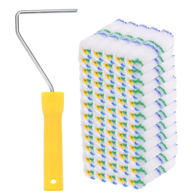 PAINT ROLLER KIT 60pcs 4 Inch Fiber Small Paint Roller Brush with ...