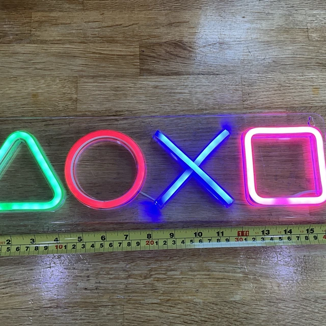 PLAYSTATION GAME BUTTON Neon Sign Light LED Wall Hanging Lamp USB £13. ...