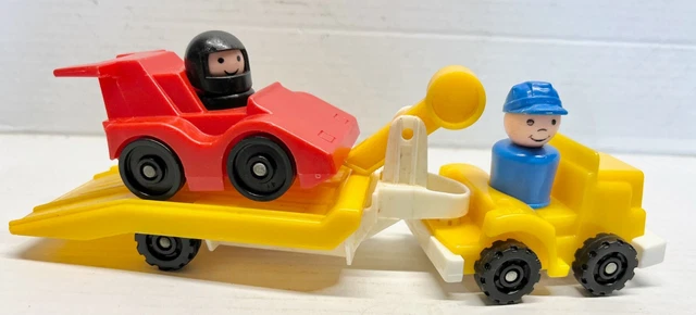 VINTAGE FISHER PRICE LITTLE PEOPLE TRUCK RIG Indy Racer RACE CAR #347 ...