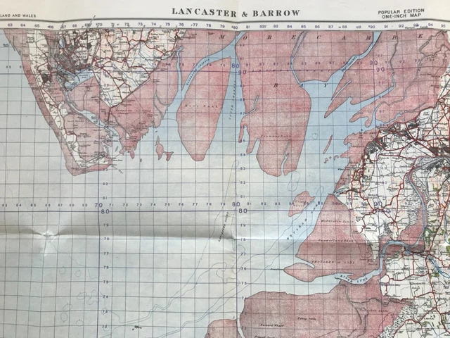 VINTAGE WW2 LANCASTER and Barrow Map 1940 Linen Backed OS Sheet 24 £9. ...