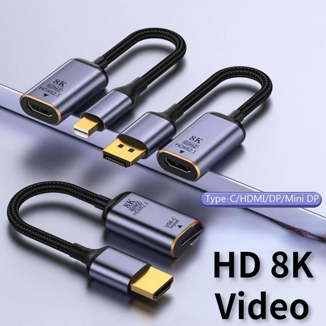 8K 60HZ TYPE-C to DP/Mini DP Converter HDMI-compatible to USB-C Video ...