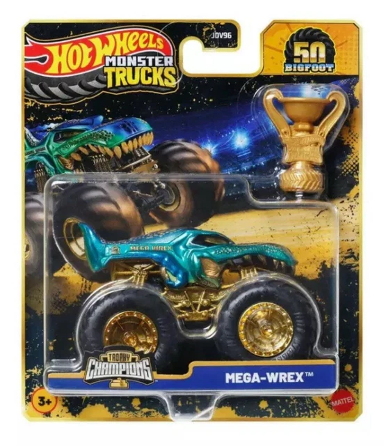 HOT WHEELS MEGA Wrex Monster Truck Trophy Champions 50th Anniversary 1: ...