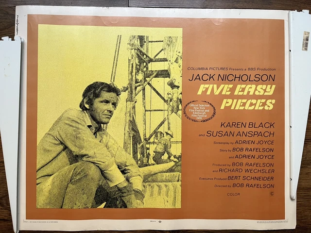 FIVE EASY PIECES Jack Nicholson Original Half Sheet Movie Poster £75.00 ...