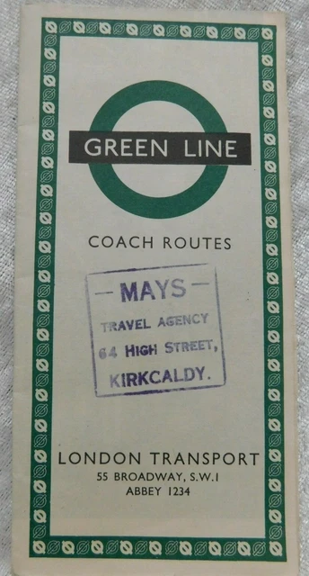 LONDON TRANSPORT: GREEN LINE COACH ROUTES - folding pocket map 1960s £4 ...