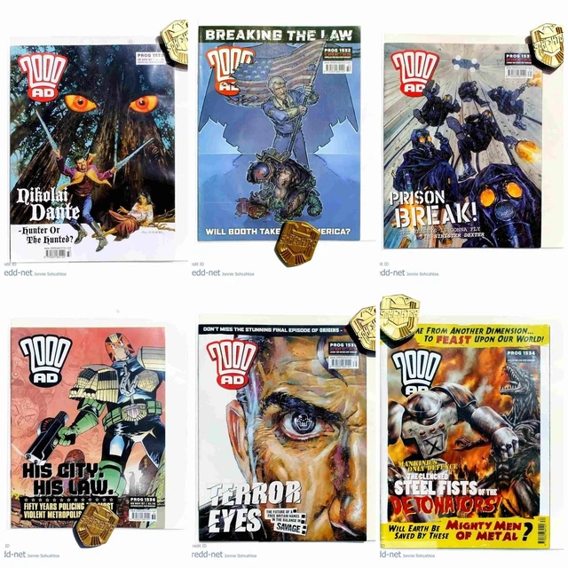 2000AD PROG 1531-1536 All 6 2000AD Judge Dredd + Comic Bag and Board ...