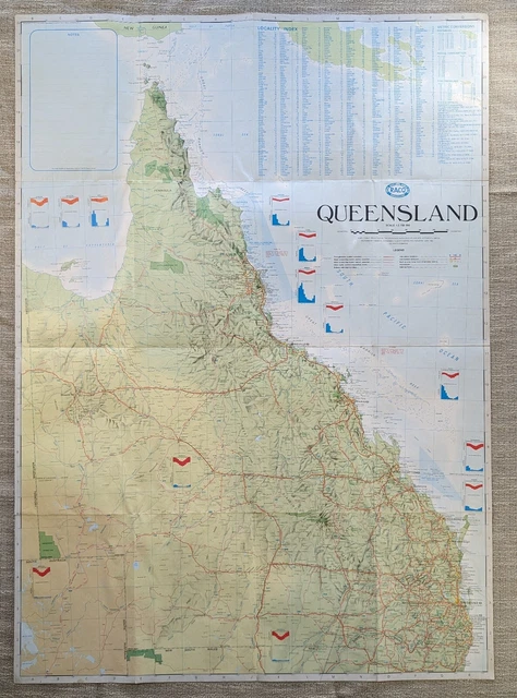 RACQ VINTAGE QUEENSLAND fold out Road Map $8.00 - PicClick AU