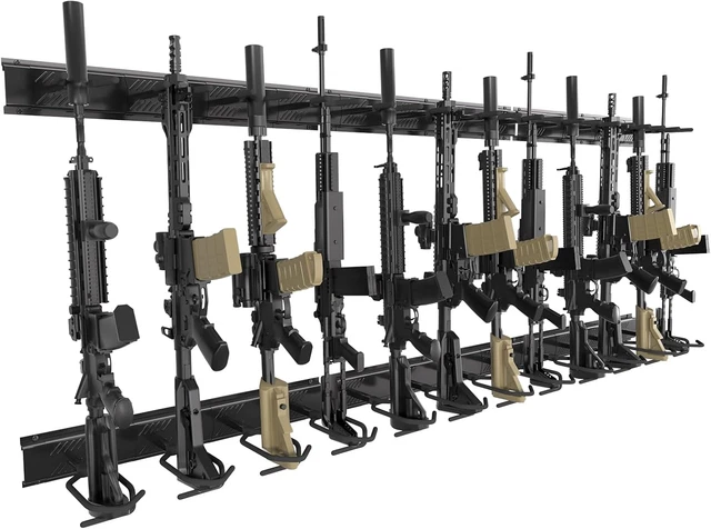 RIFLE SHOTGUN GUN Rack Wall Mount Heavy Duty Steel Adjustable Display ...