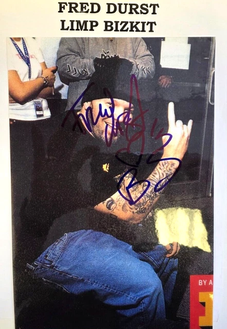 FRED DURST LIMP Bizkit Hand Signed presentation A4 on glossy print ...