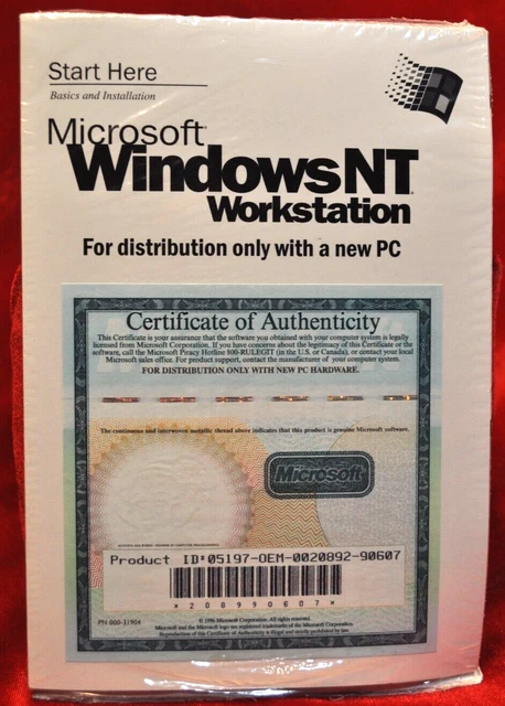 MICROSOFT WINDOWS NT Workstation 4.0A version complète la plus ancienne ...
