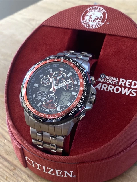 CITIZEN ECO-DRIVE RED ARROWS Skyhawk TITANIUM radio Controlled MENS ...