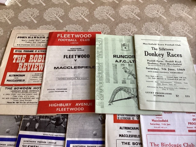 MACCLESFIELD TOWN HOME ,and Away Programmes X 14 1968-1969 Season £11 £ ...