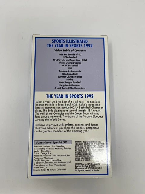 SPORTS ILLUSTRATED 1992 The Year In Sports (VHS, 1992) Dream Team ...