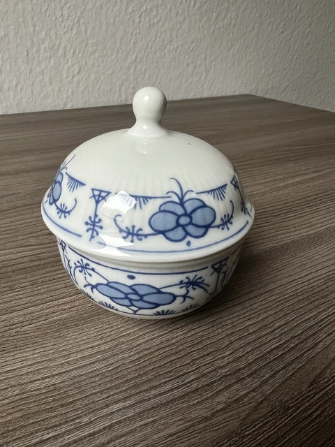 ZUCKERDOSE VEB KAHLA Porzellan DDR 1954 - 1964 blaue Strohblume vintage EUR 5,00 - PicClick DE