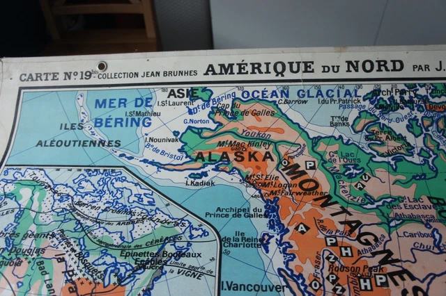 ANCIENNE CARTE SCOLAIRE Hatier 19 Jean Brunhes Deffontaines Amerique Du ...