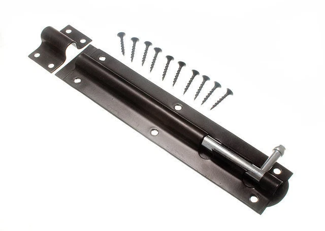NEW GATE SHED Latch Tower Bolt Slide Lock 200Mm Black And Fixings (Pack ...