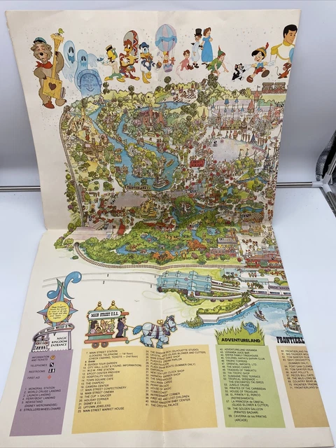 DISNEY MAGIC KINGDOM Walt Disney World Park Map Poster 1979 Vintage ...