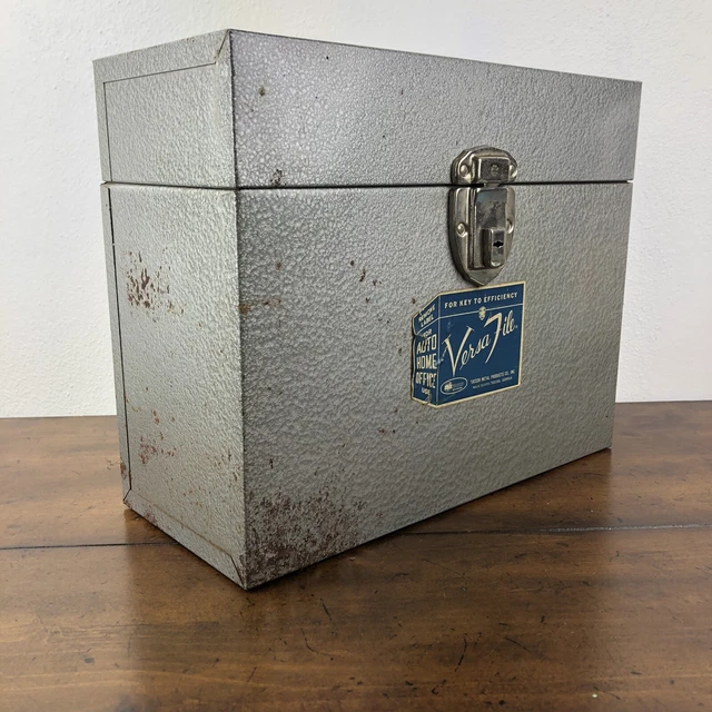 VINTAGE VERSA FILE Rustic Industrial Metal Storage Lock Box Documents ...