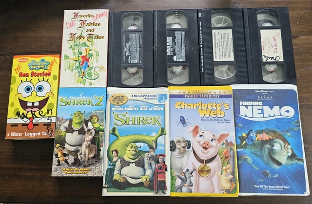 KIDS CARTOON ANIMATED Movies VHS Lot 10 Films - Nemo Shrek SpongeBob ...