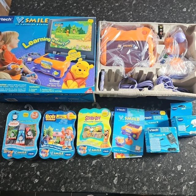 VTECH V SMILE Tv Learning System & 3x New Cartridges BN £65.00 ...