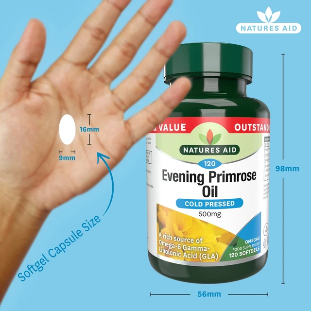 EVENING PRIMROSE OIL 500mg Cold Pressed Omega 6 GLA Supports Hormonal ...