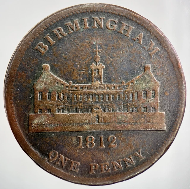 1812 BIRMINGHAM WORKHOUSE One Penny Token Coin | Fine Collectable Grade ...